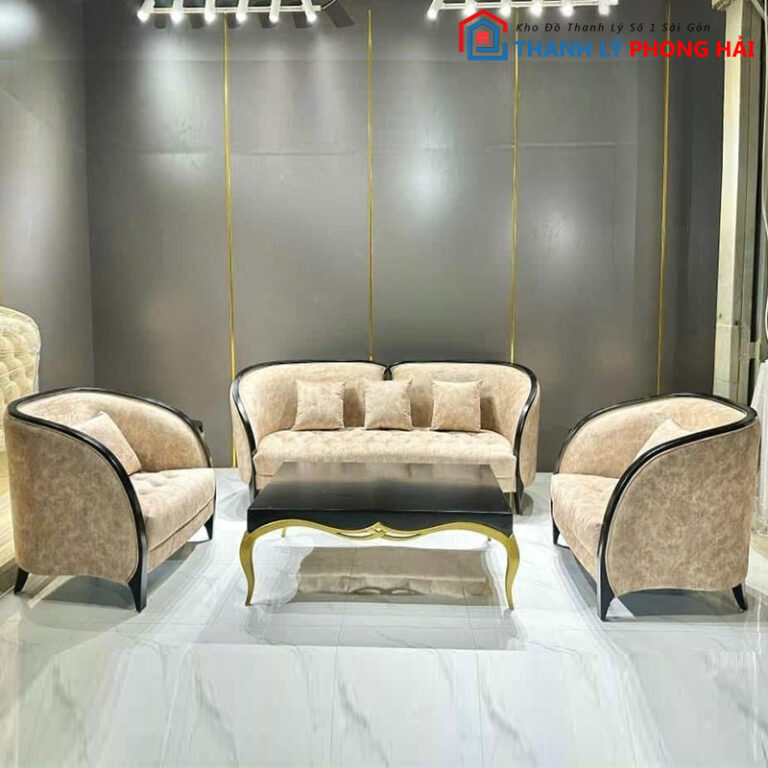 Thanh Lý Bộ Sofa Cong Vải Nhung Mới 99% - Thanh Lý Phong Hải