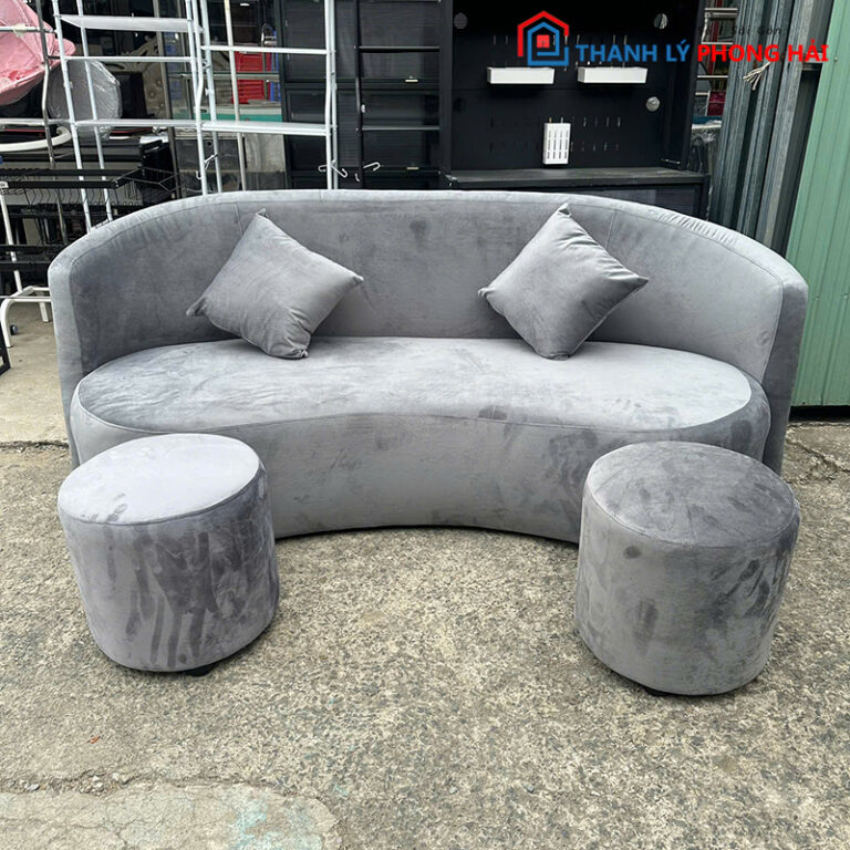 Thanh Lý Bộ Sofa Cong Vải Nhung Mới 99% - Thanh Lý Phong Hải