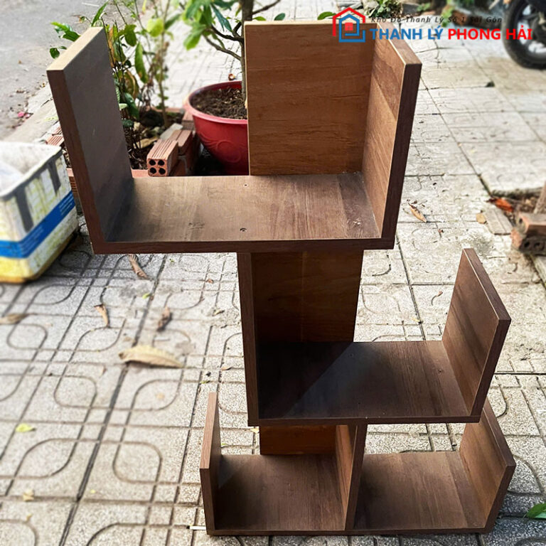 Kệ Sách Gỗ Đứng Kiểu Zic Zac 64cm Cũ - Thanh Lý Phong Hải